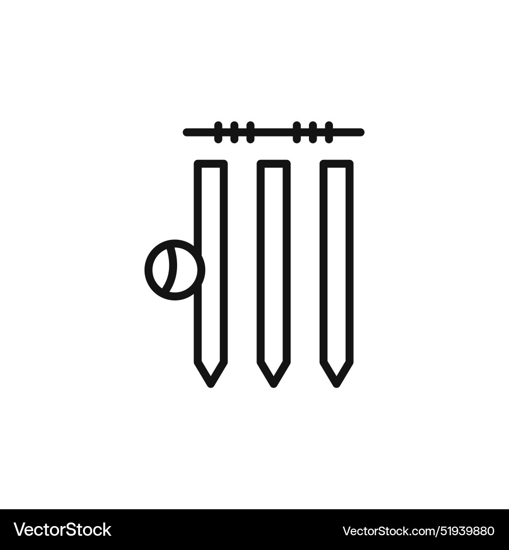 Wicket stump icon logo sign outline Royalty Free Vector