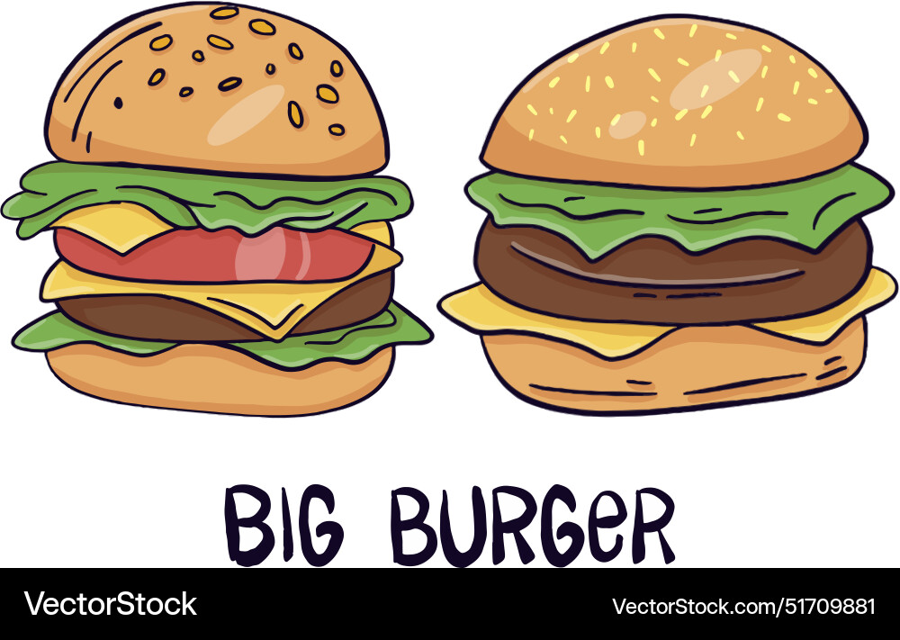 Big burger Royalty Free Vector Image - VectorStock