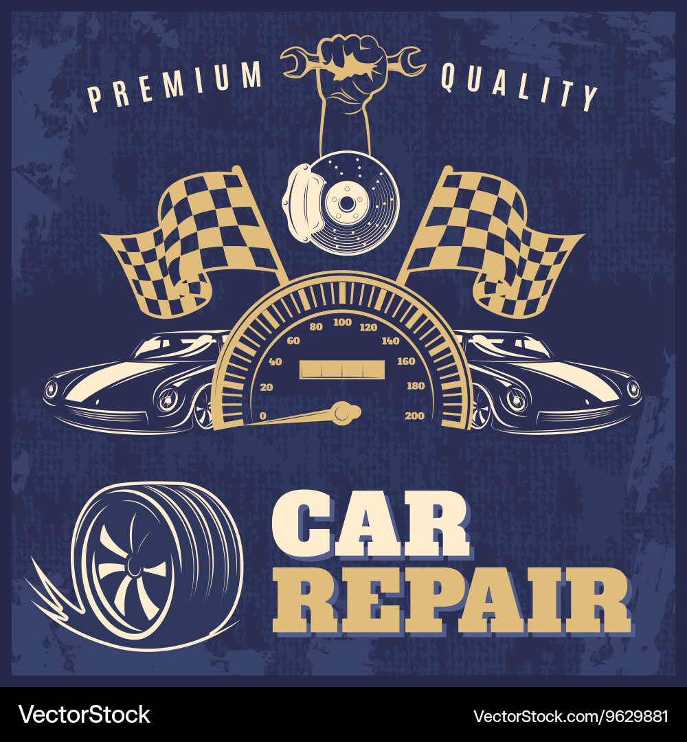 Car Repair & Maintenance Poster Royalty Free Vector