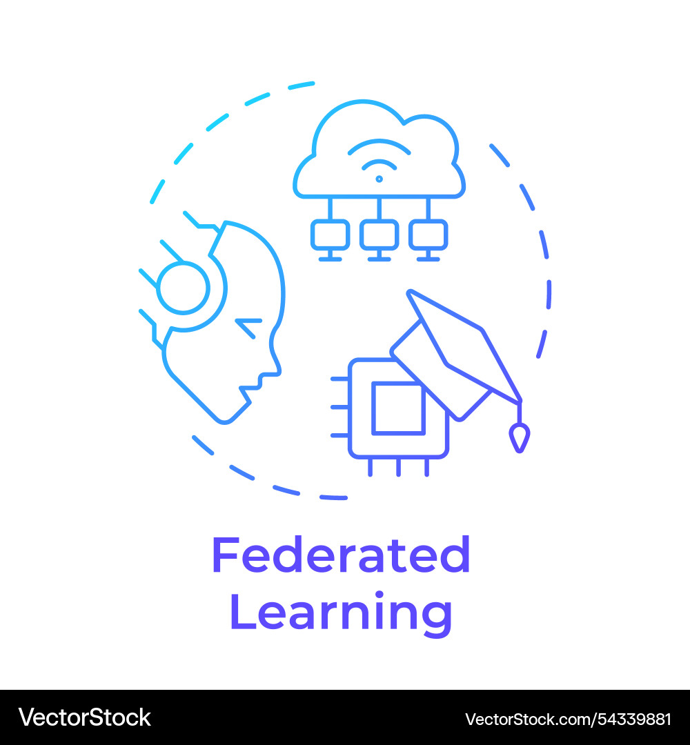 Federated learning blue gradient concept icon Vector Image