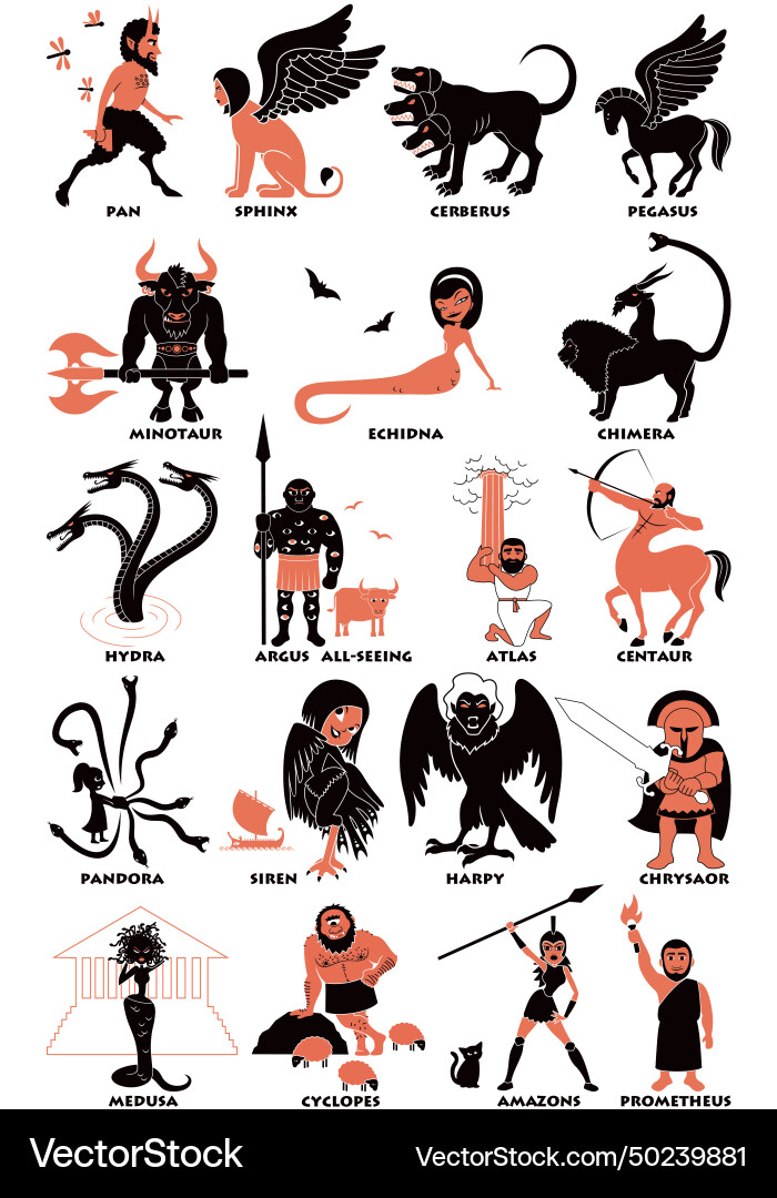 Greek mythology creatures Royalty Free Vector Image