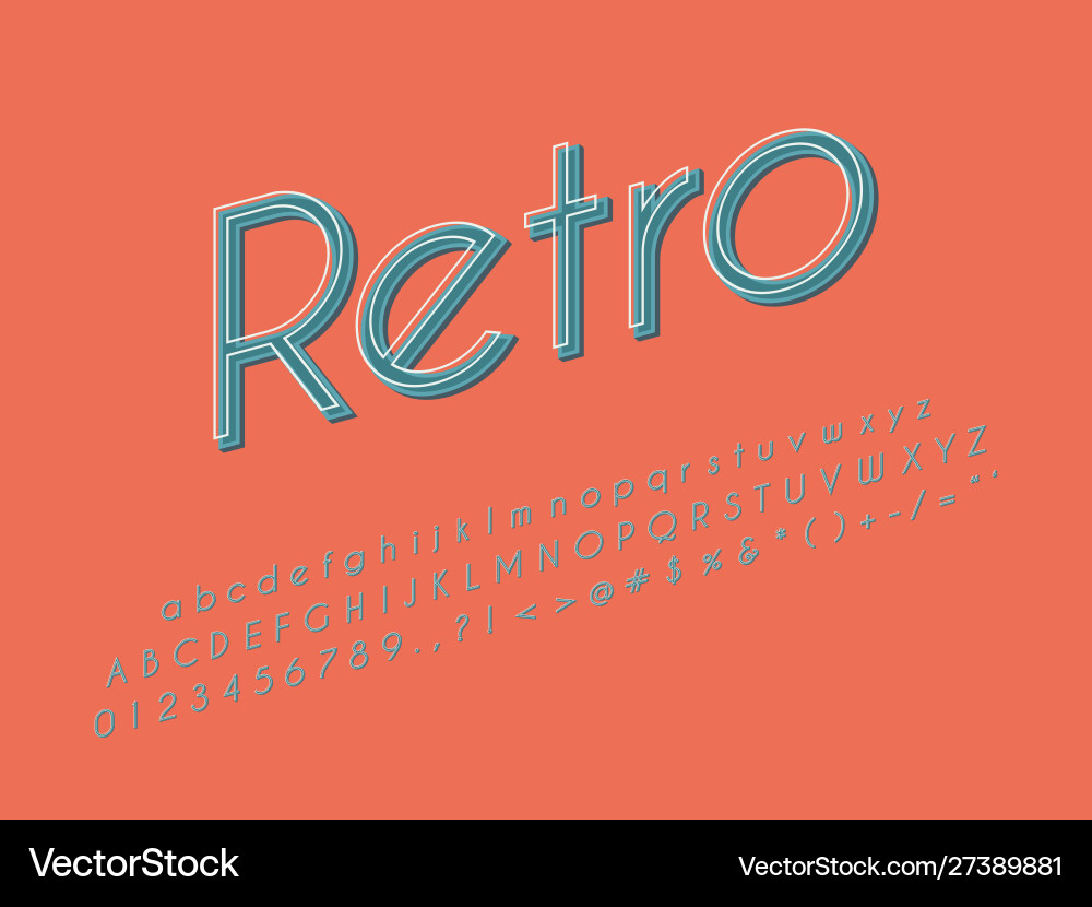Retro font and alphabet stock Royalty Free Vector Image