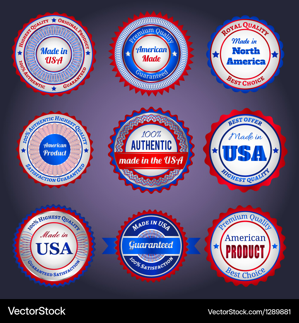 USA Trade Labels & Stickers Royalty Free Vector Image