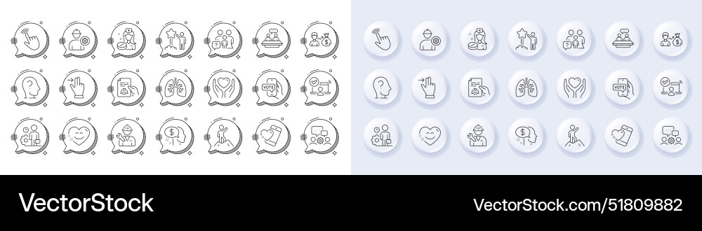 Cursor employee and pay line icons for web app Vector Image