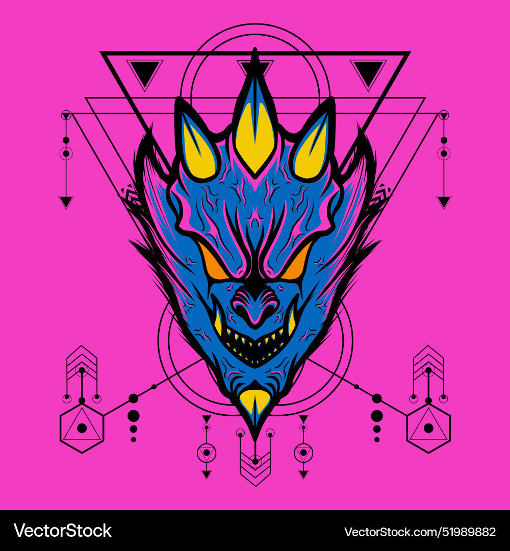 Devil head with sacred geometry 3 Royalty Free Vector Image