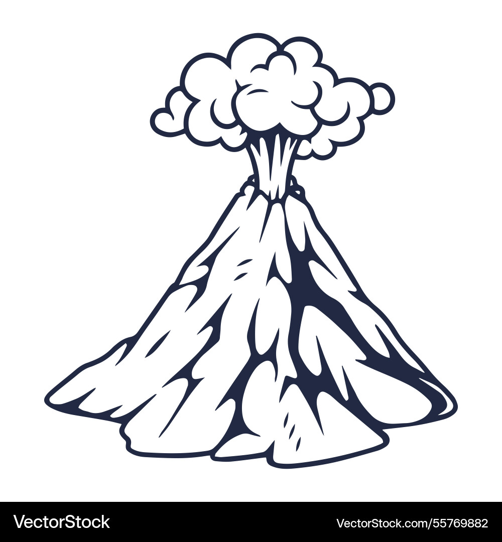 Eruption of a volcano with cloud formation Vector Image