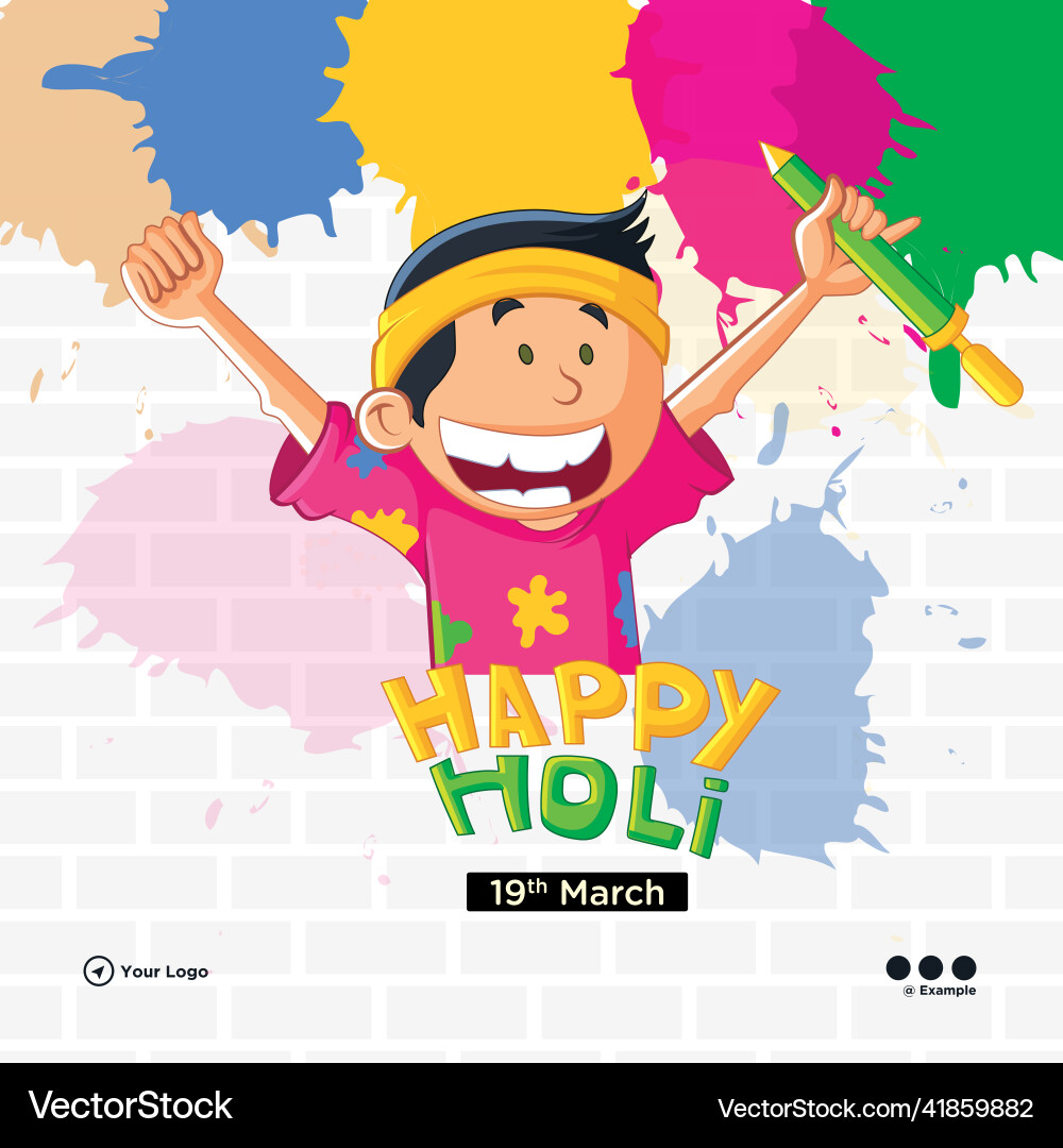 Happy holi banner design Royalty Free Vector Image