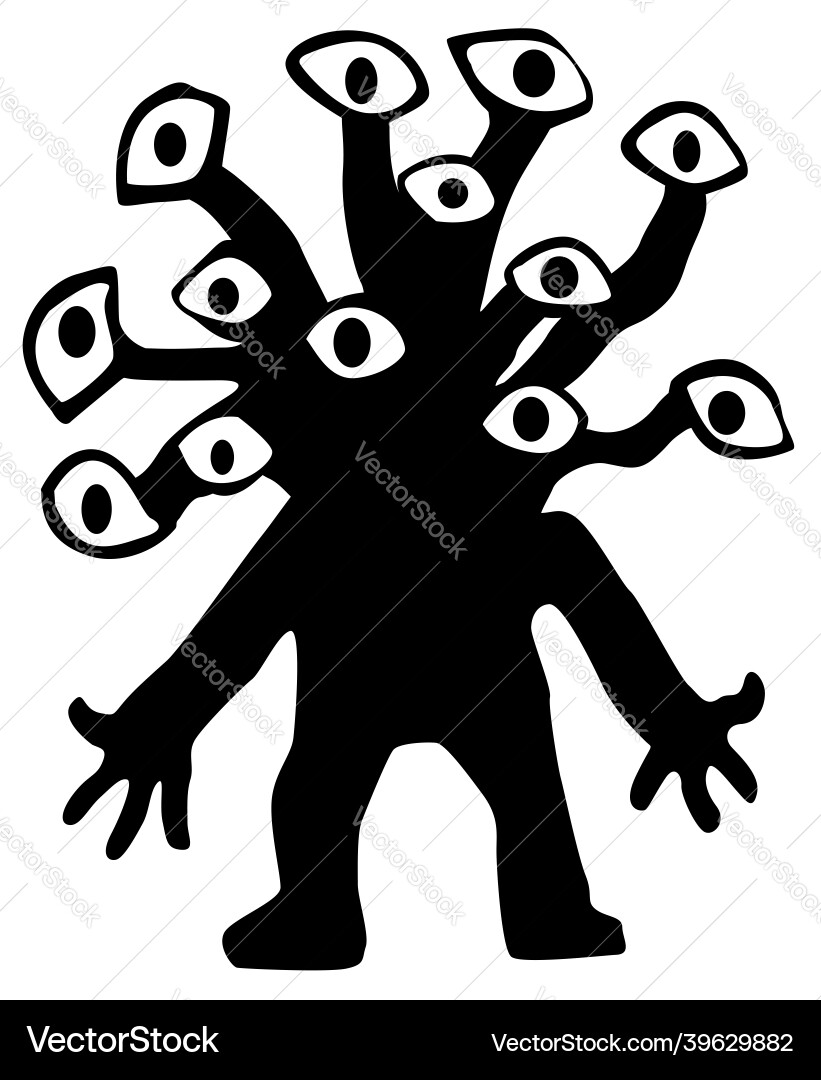 Multiple Eyes Monster Silhouette Royalty Free Vector Image