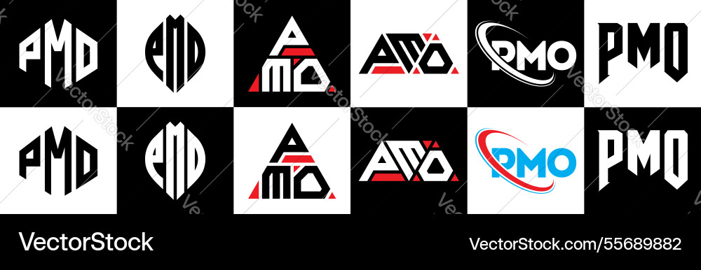 Pmo letter logo design in six style polygon – Royalty-Free Vector ...