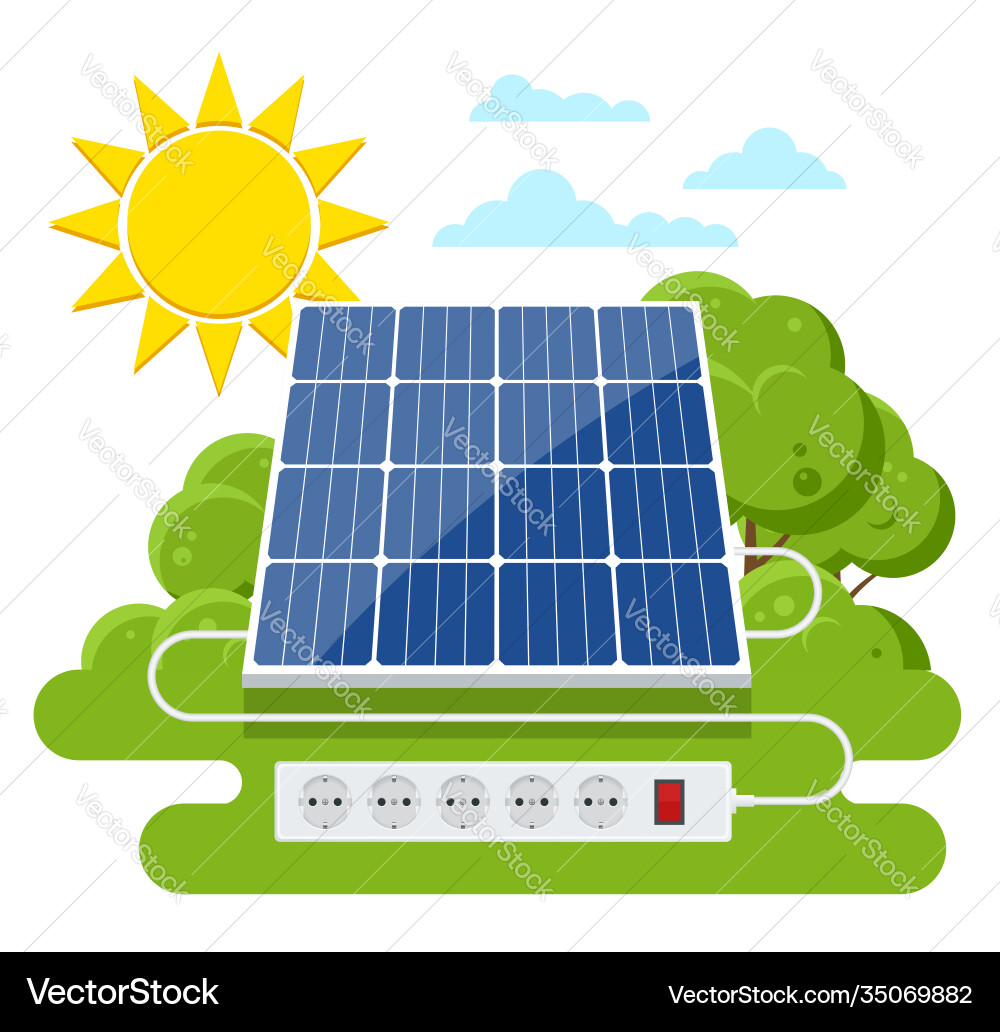Solar panel renewable energy sources backup Vector Image