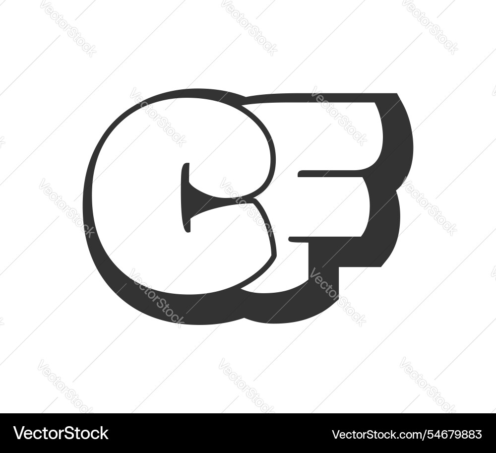 Cf logo bubble comic lettering rounded Royalty Free Vector