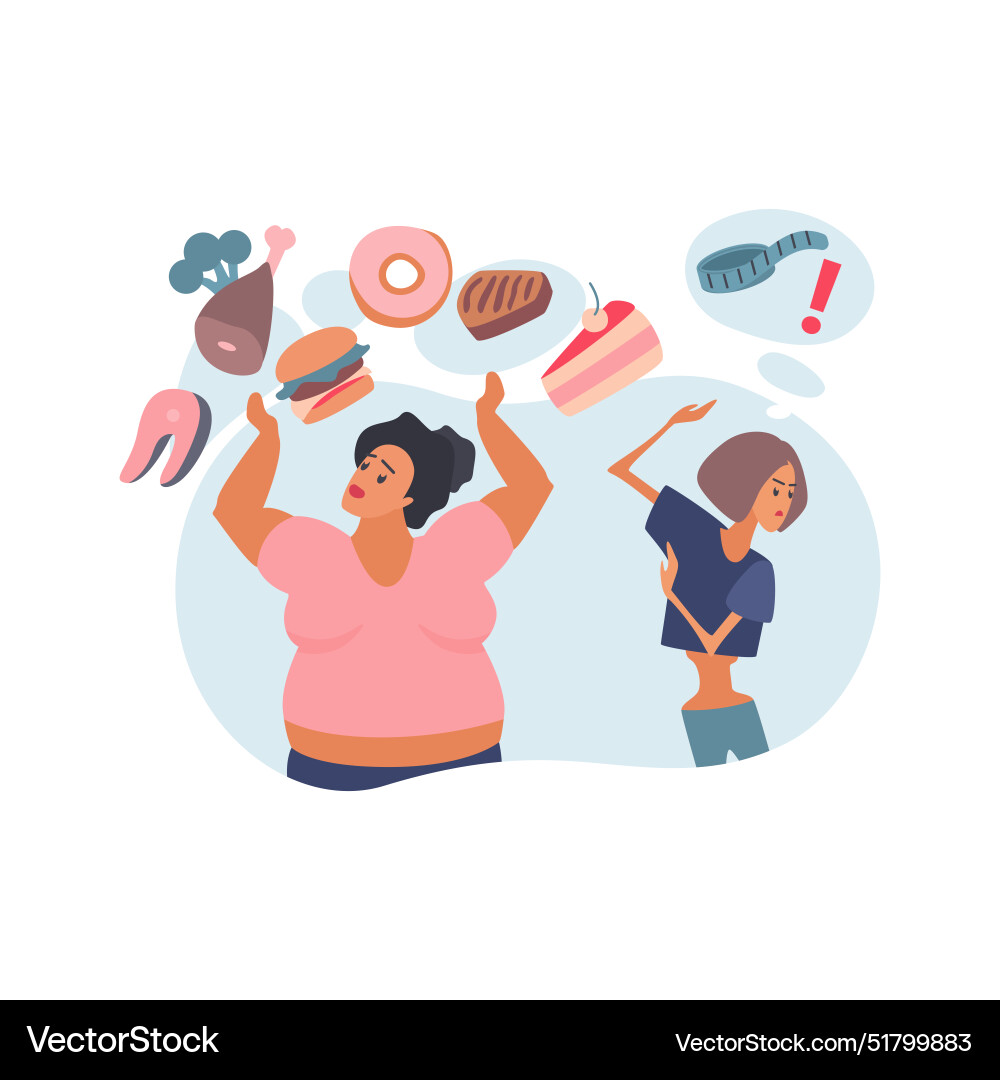 Female characters with eating problems anorexia Vector Image