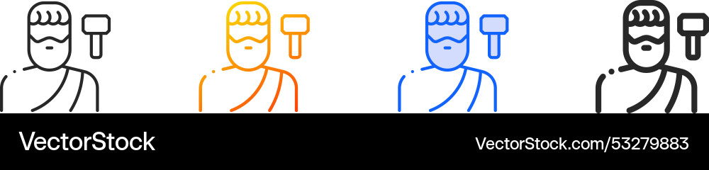 Hephaestus iconthin linear gradient blue stroke Vector Image