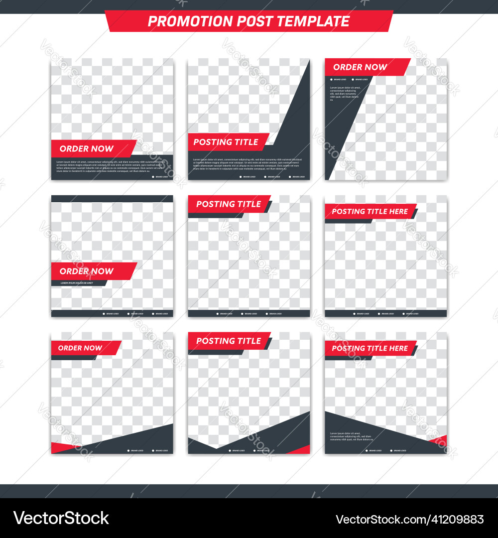 Instagram Square Posting Template - Grey & Red