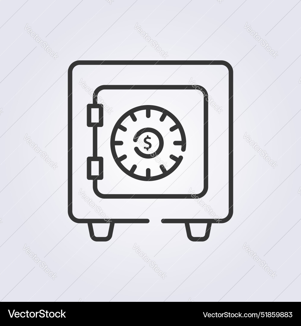 Line art money safe box icon logo design Vector Image