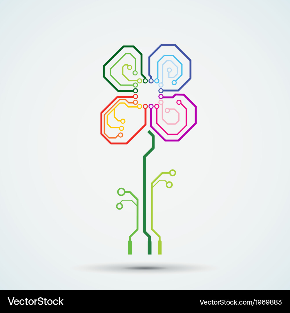 Logo circuit flower Royalty Free Vector Image - VectorStock
