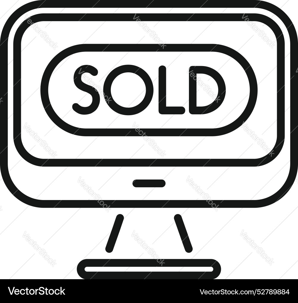 Computer showing sold sign icon thin line Vector Image