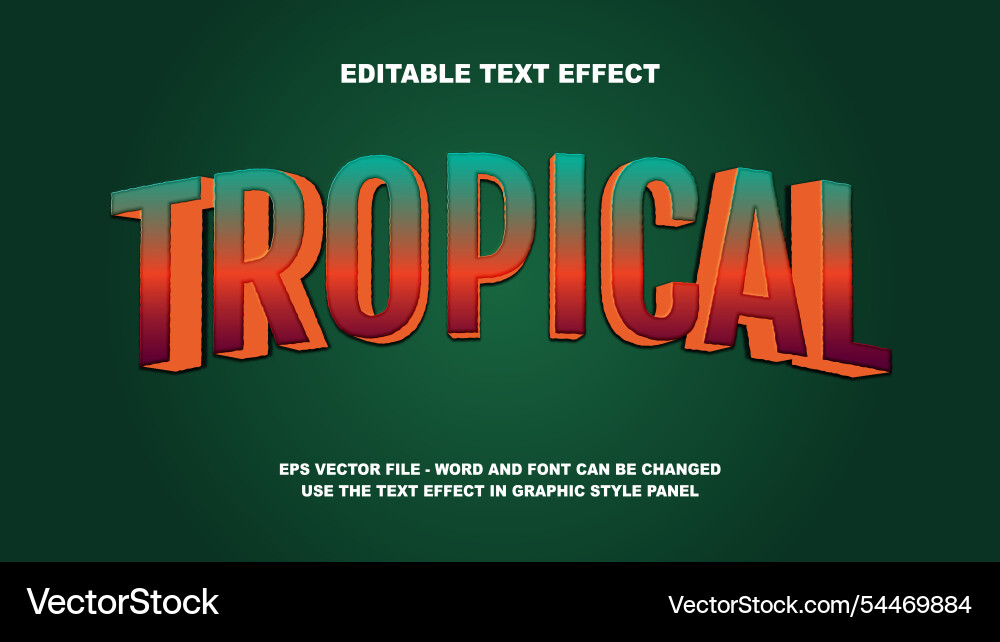 Editable text effect tropical 3d template Vector Image