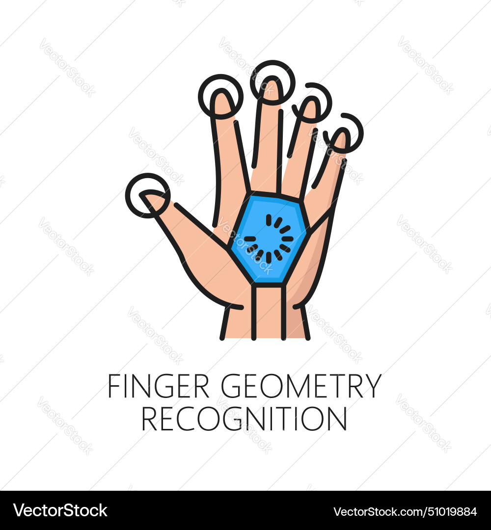Finger geometry biometric identification icon Vector Image