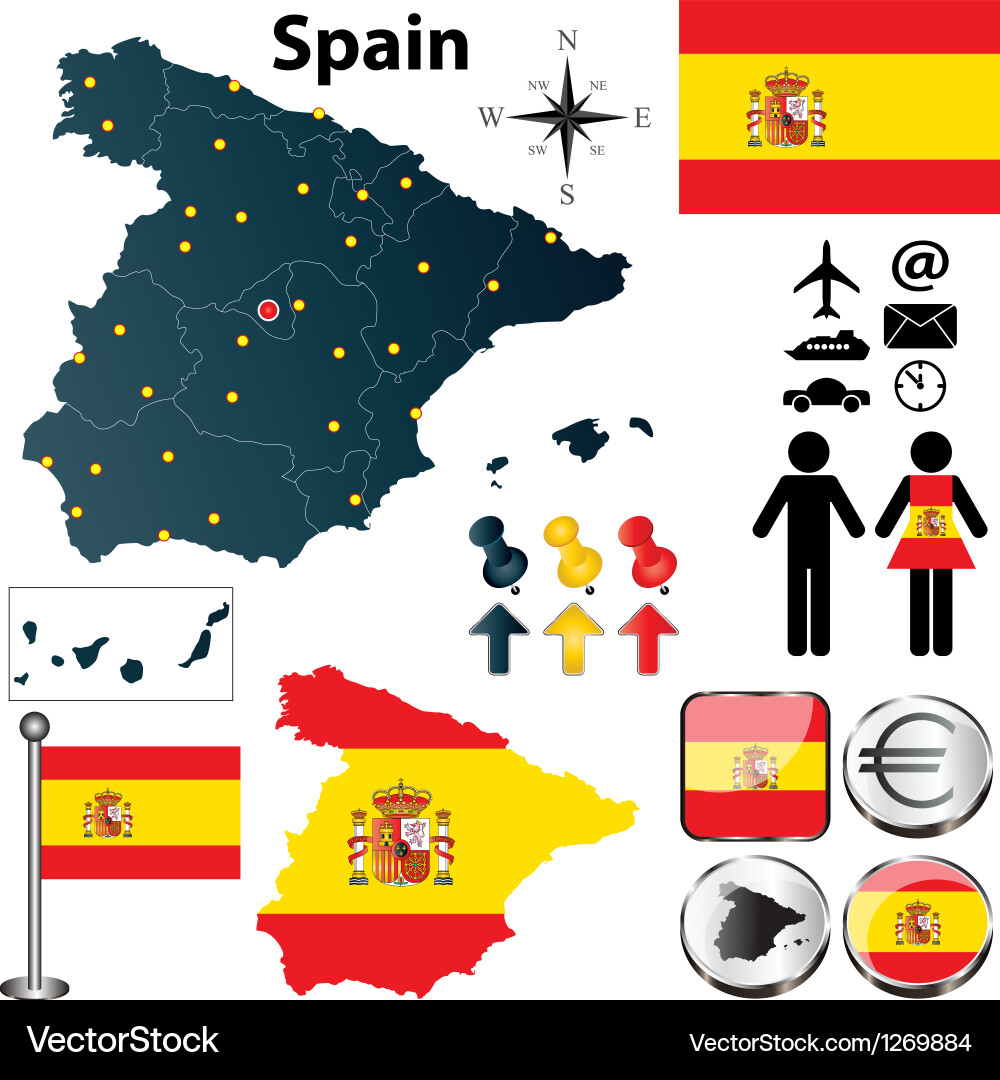 Map of spain Royalty Free Vector Image - VectorStock