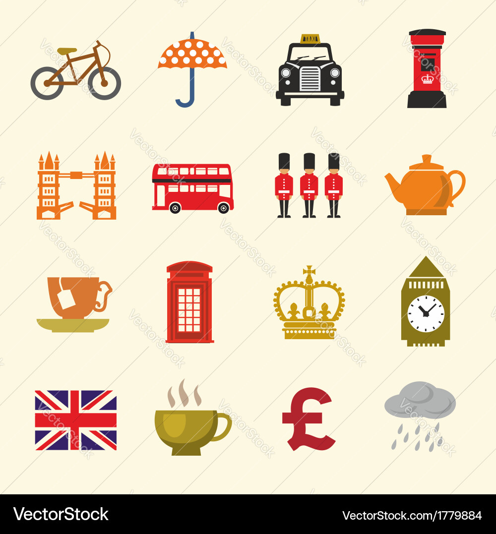 Uk icon set Royalty Free Vector Image - VectorStock
