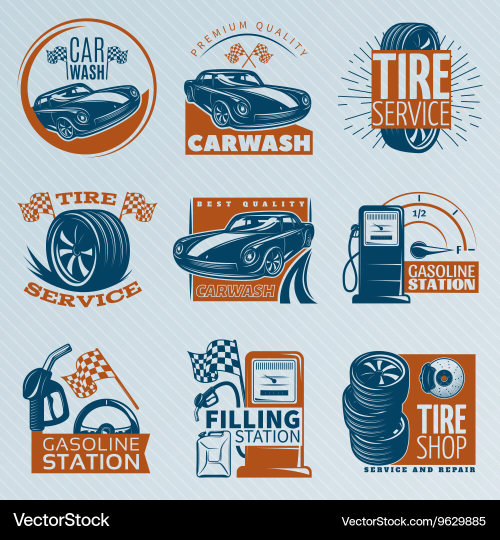 Automotive Service & Repair Emblem Set Vector Image