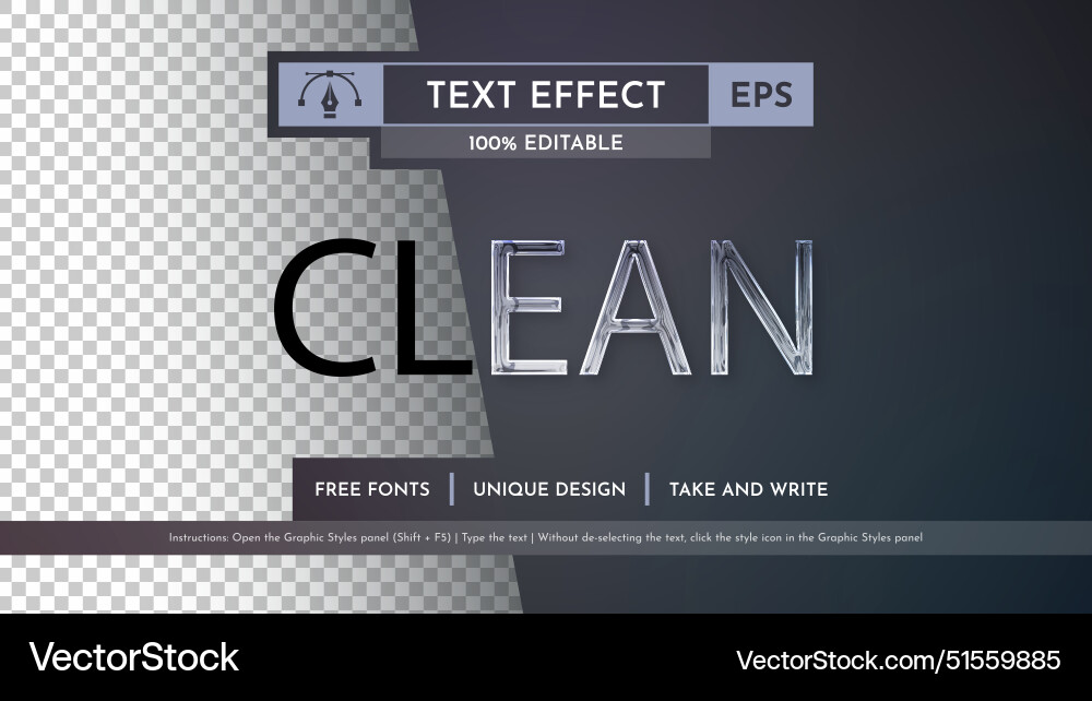 Clean editable text effect graphic style Vector Image