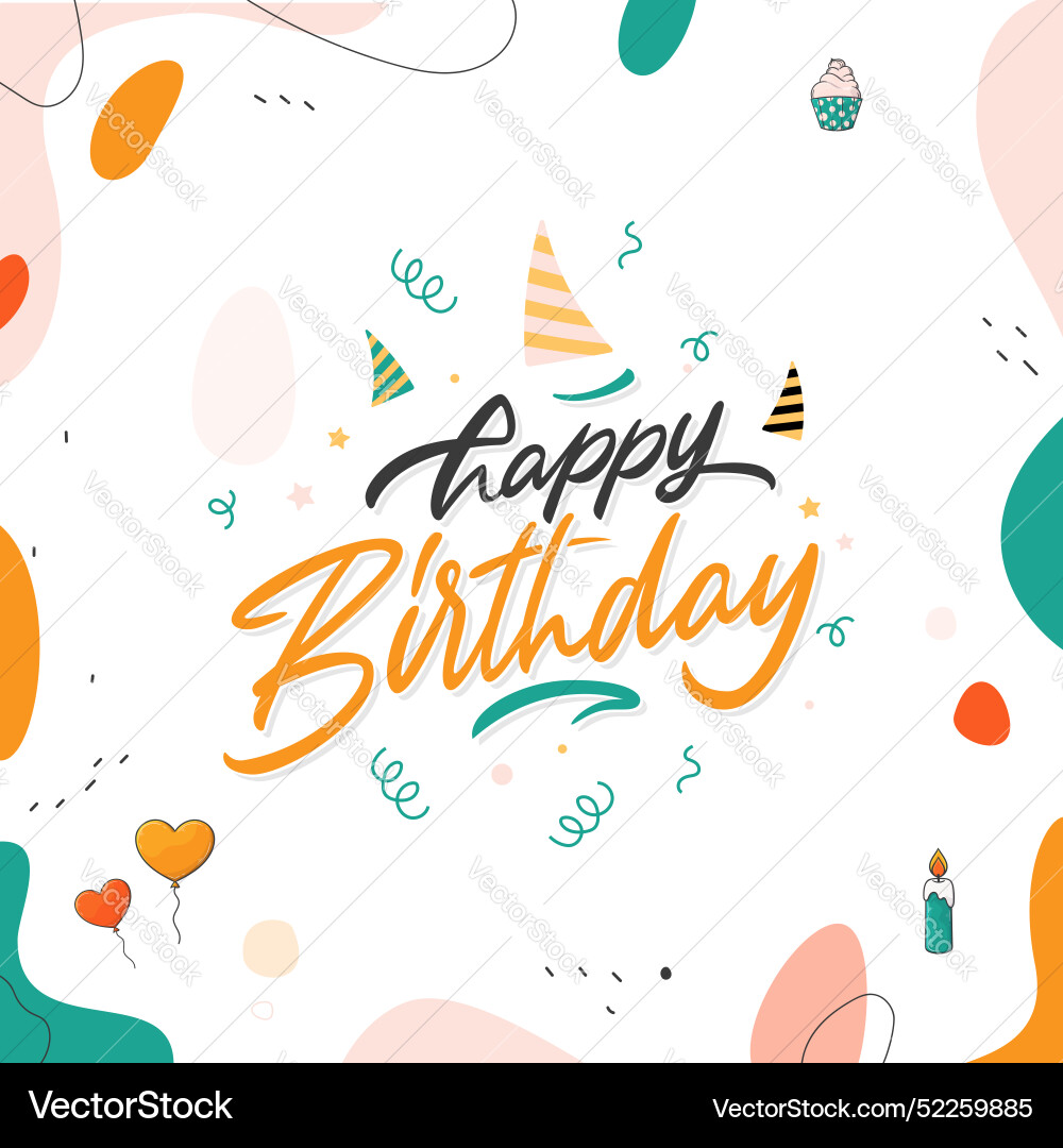 Happy birthday lettering design template for card Vector Image