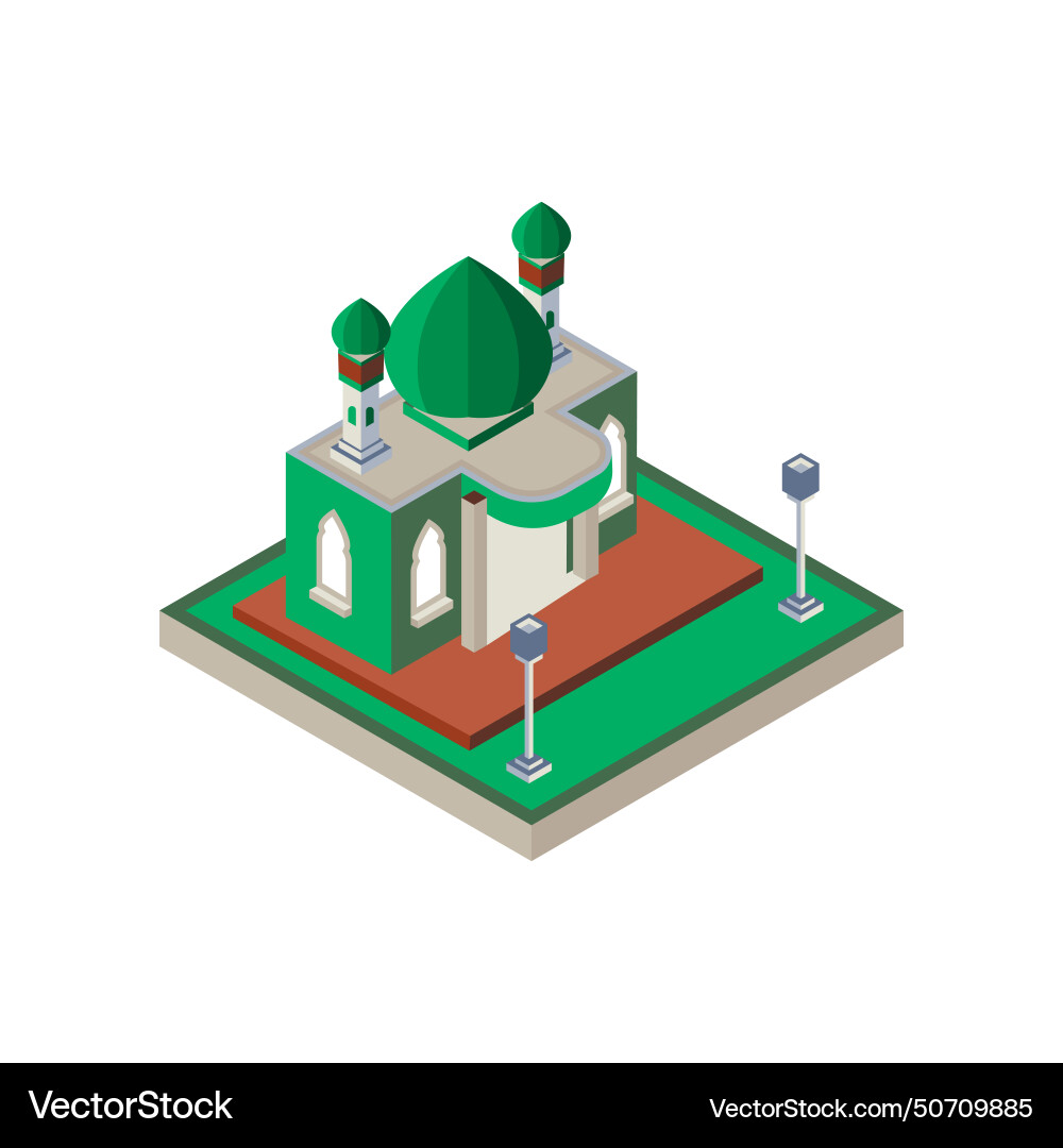 Isometric mosque concept design architecture Vector Image