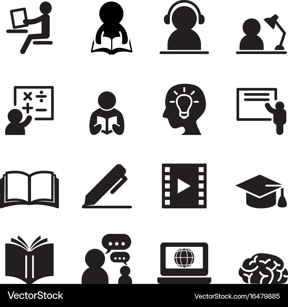 Learning icons set Royalty Free Vector Image - VectorStock