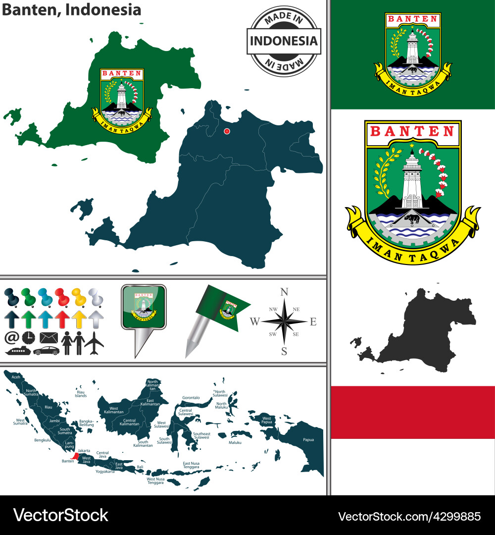 Map of banten Royalty Free Vector Image - VectorStock