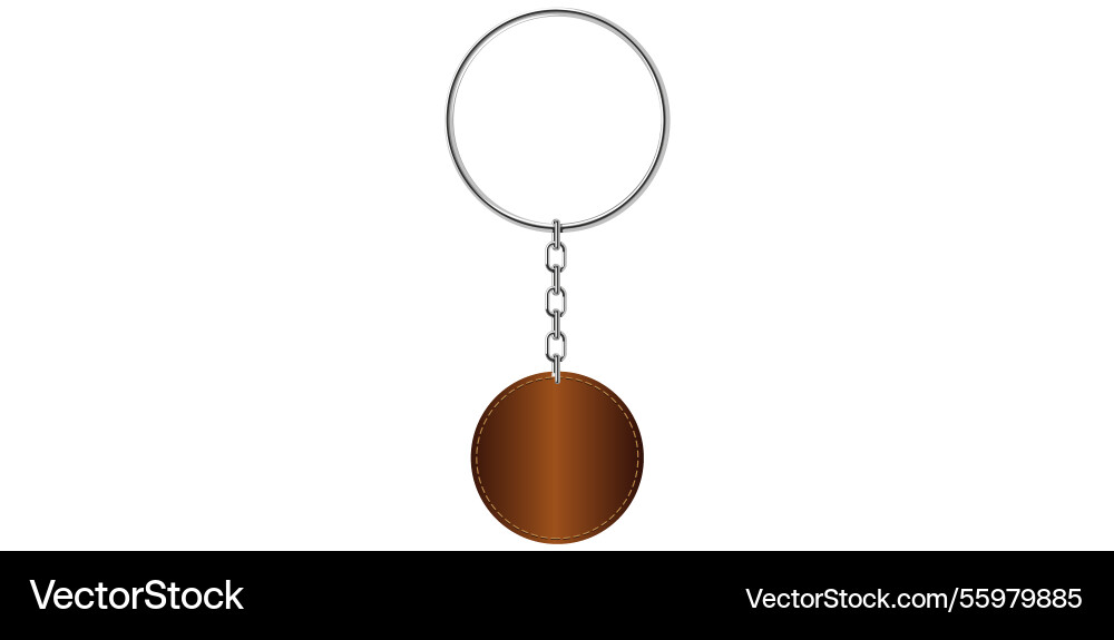 Realistic silver key chain with metal ring Vector Image