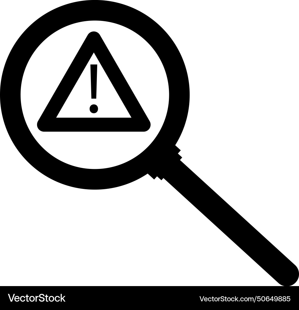 Risk analysis icon exclamation magnifier sign Vector Image
