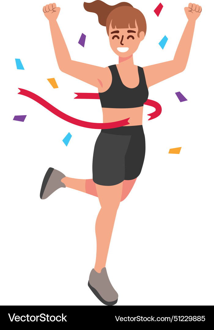 Runner woman celebrating Royalty Free Vector Image