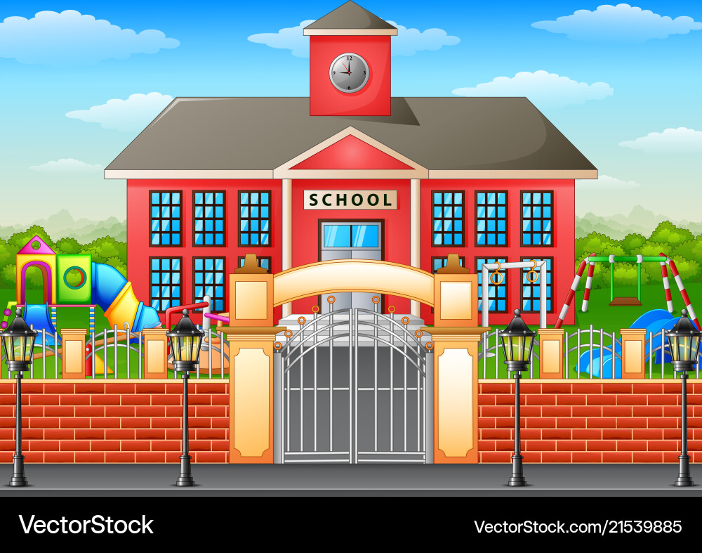 School building and playground area Royalty Free Vector