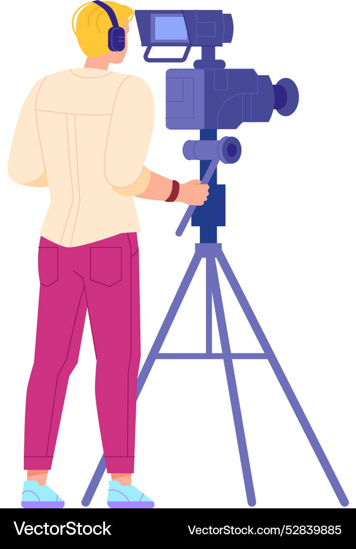 Tv cameraman character professional video Vector Image