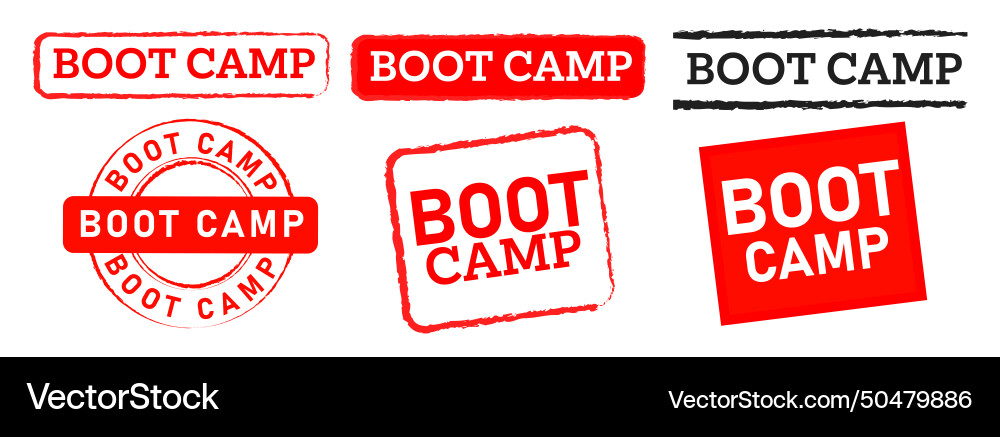 Boot camp rectangle square and circle stamp Vector Image