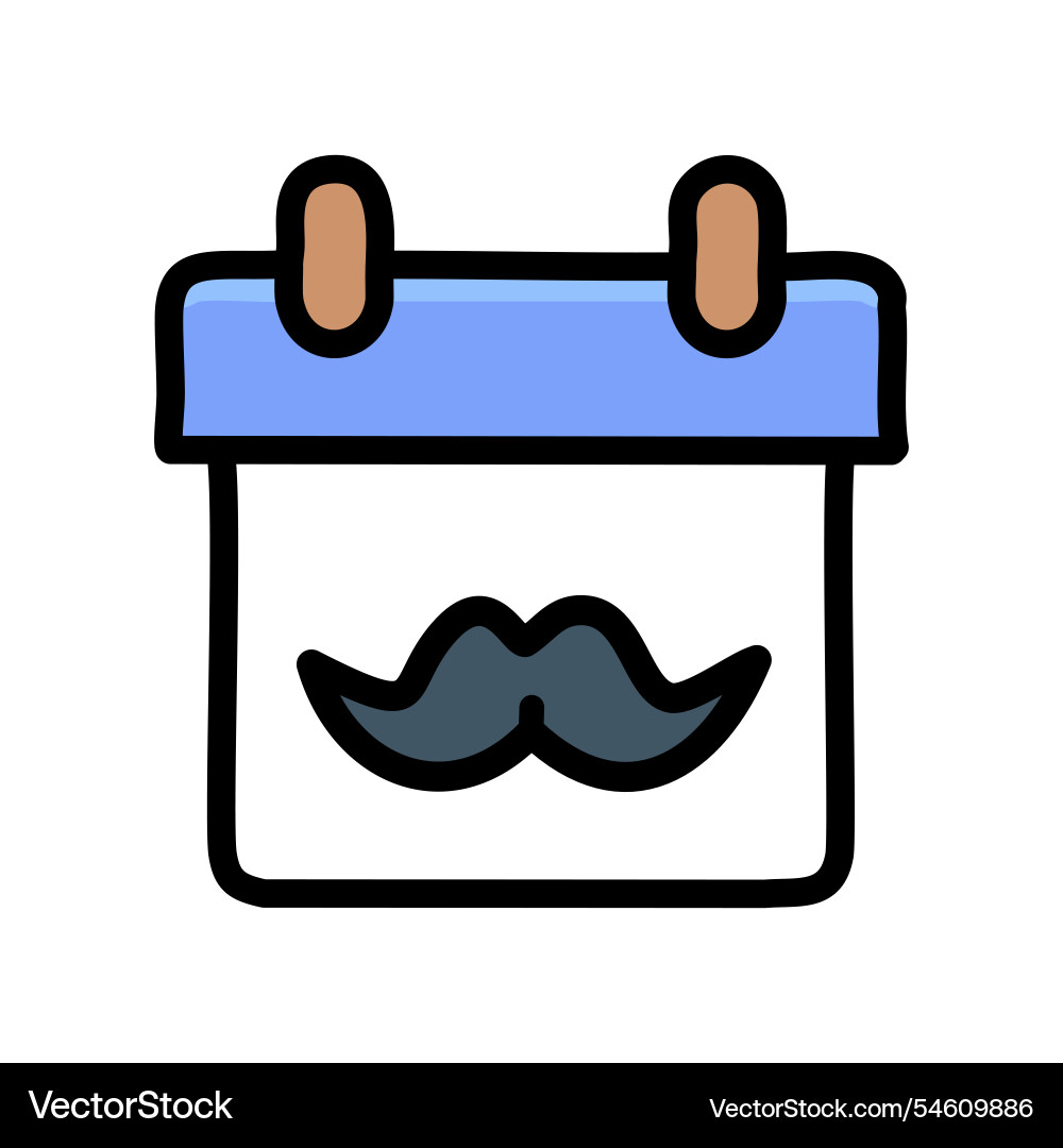 Calendar with mustache filled design icon Vector Image
