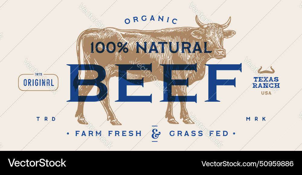 Cow bull beef meat tag label Royalty Free Vector Image