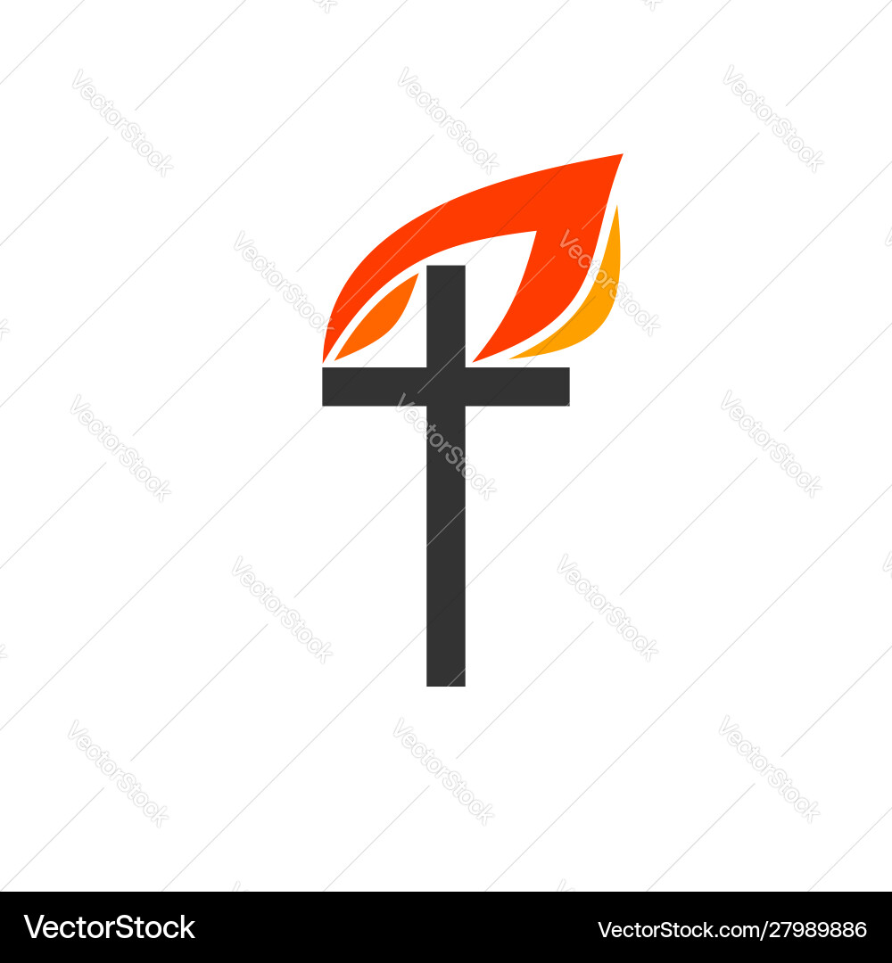 Cross jesus flame fire Royalty Free Vector Image