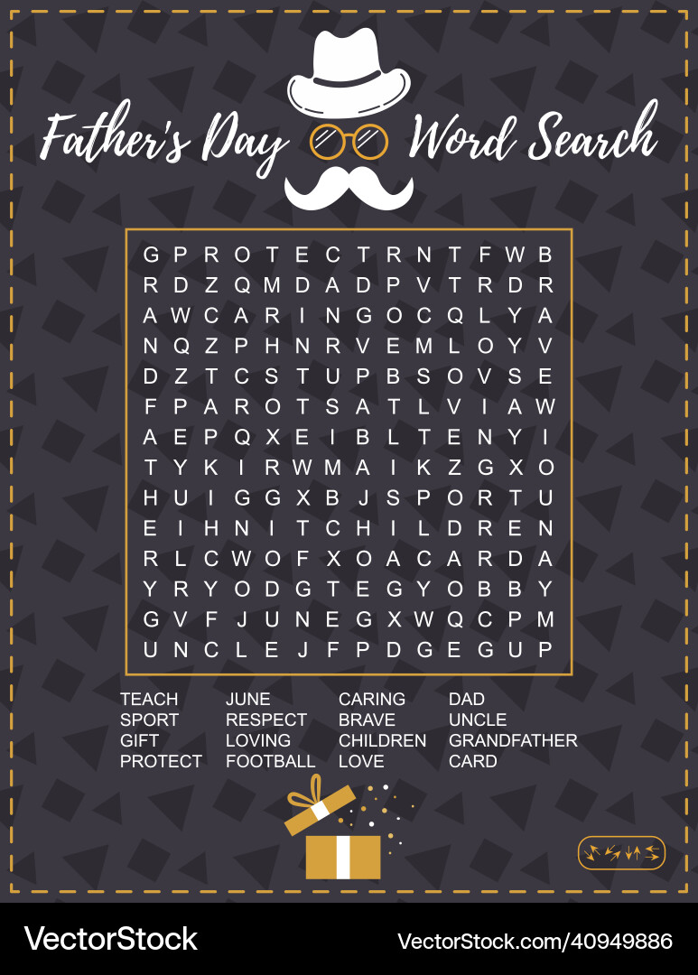 Fathers day word search puzzle Royalty Free Vector Image