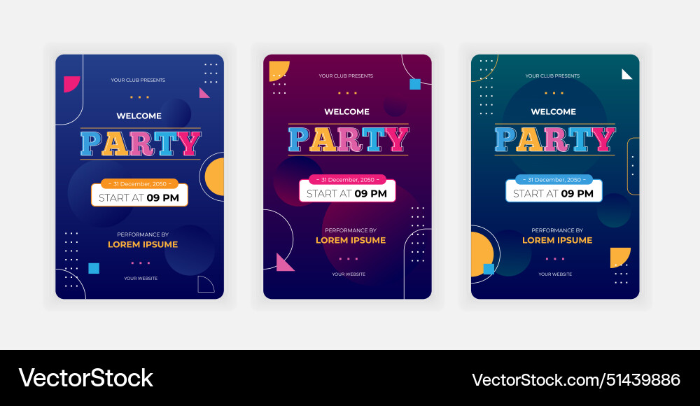 Gradient welcome party poster Royalty Free Vector Image