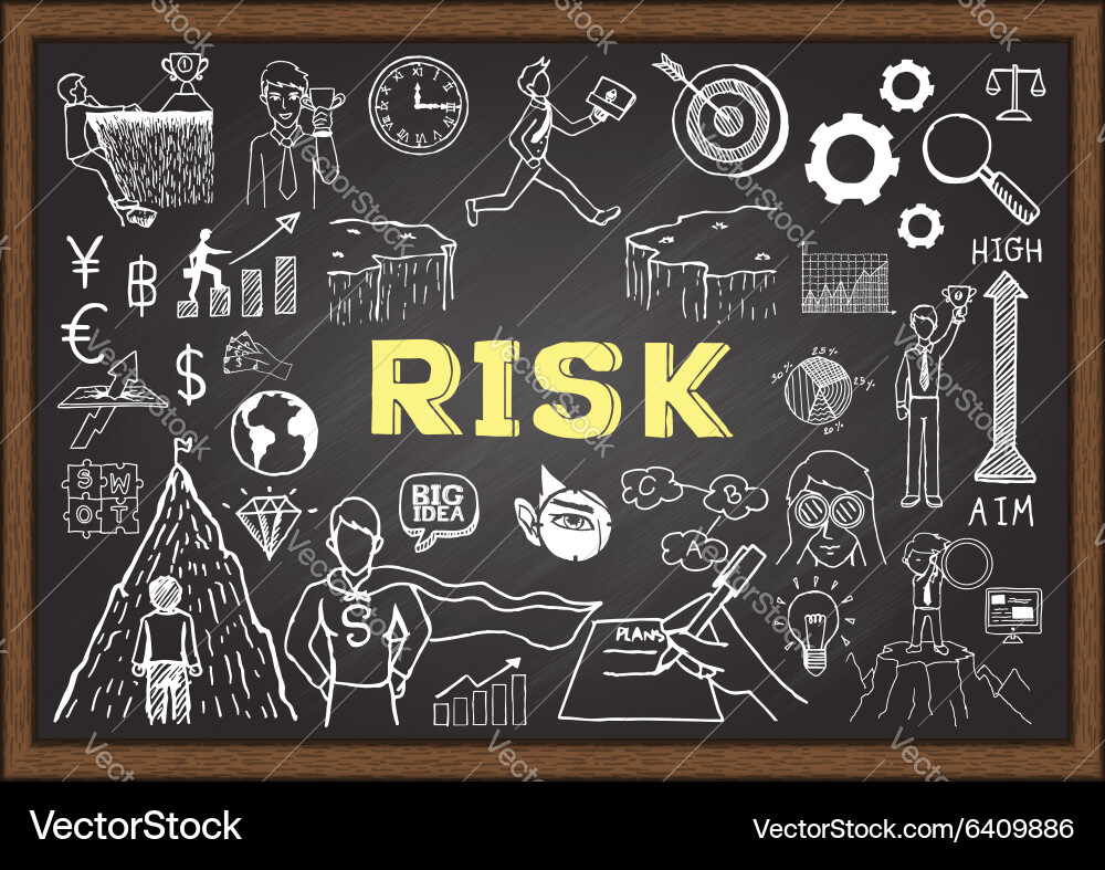 Hand drawn risk on chalkboard Royalty Free Vector Image