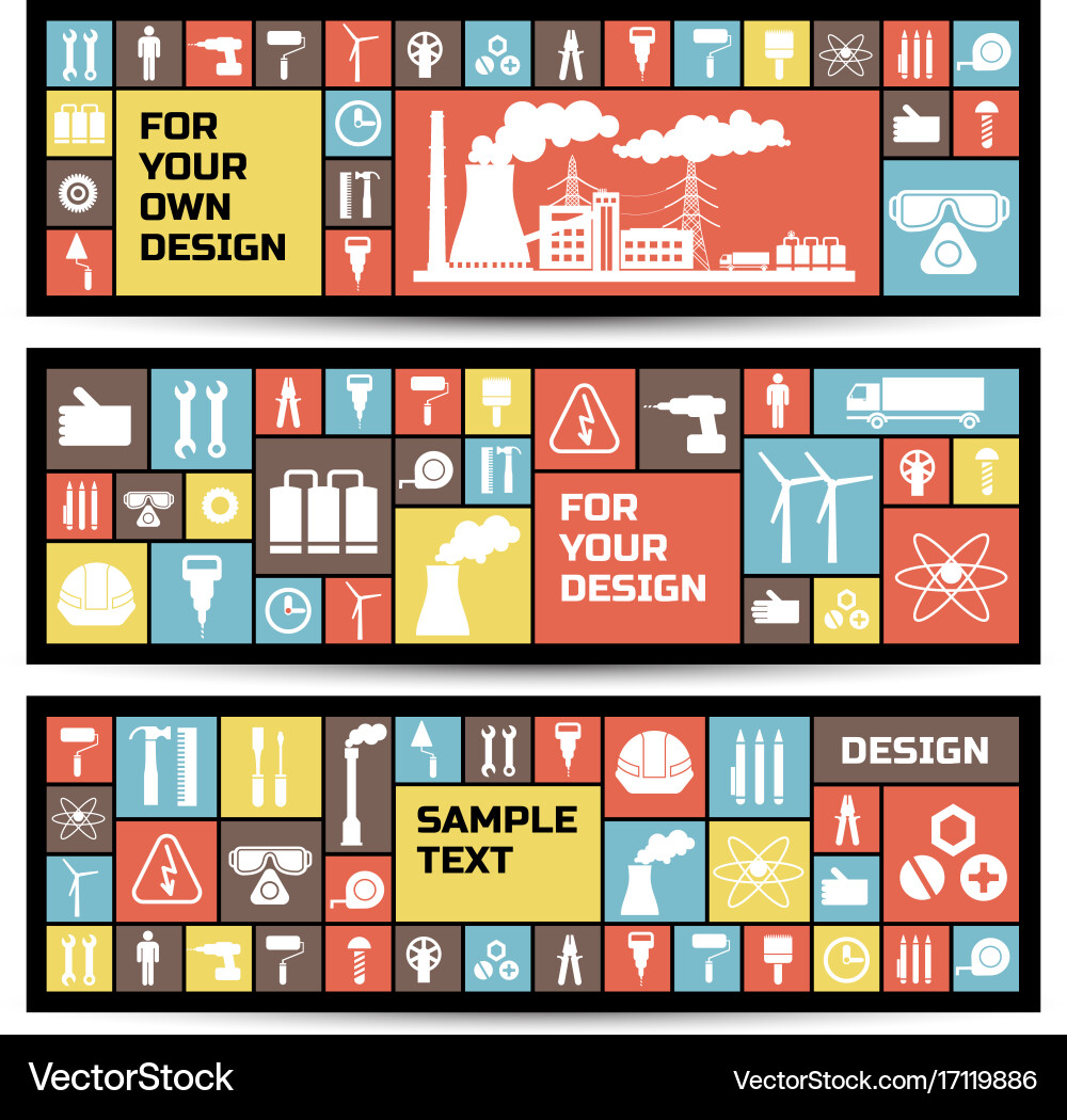 Industrial manufacturing horizontal banners Vector Image