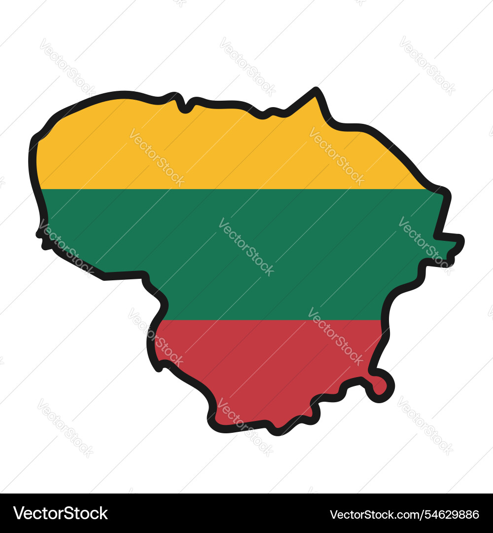 Lithuania map with flag in body Royalty Free Vector Image