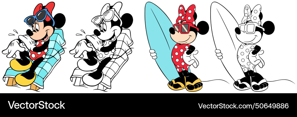 Mickey mouse and friends minnie summer Royalty Free Vector