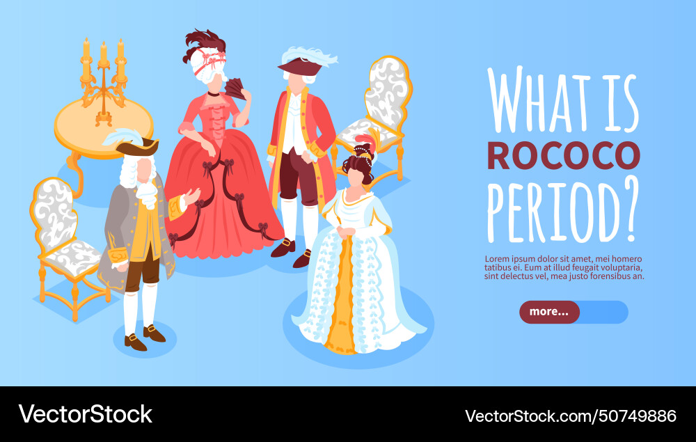 Rococo period horizontal banner Royalty Free Vector Image