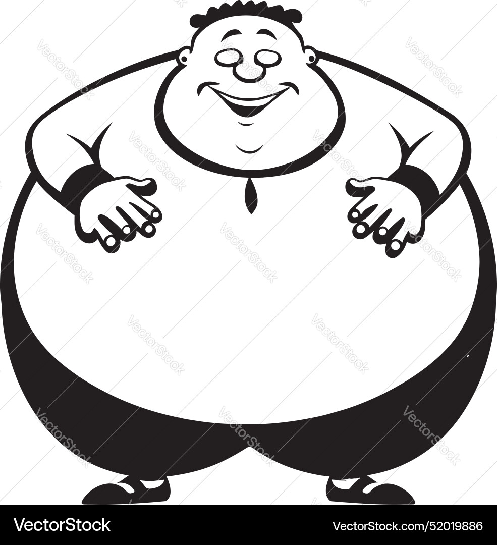 Rotund representation black logo chubby character Vector Image