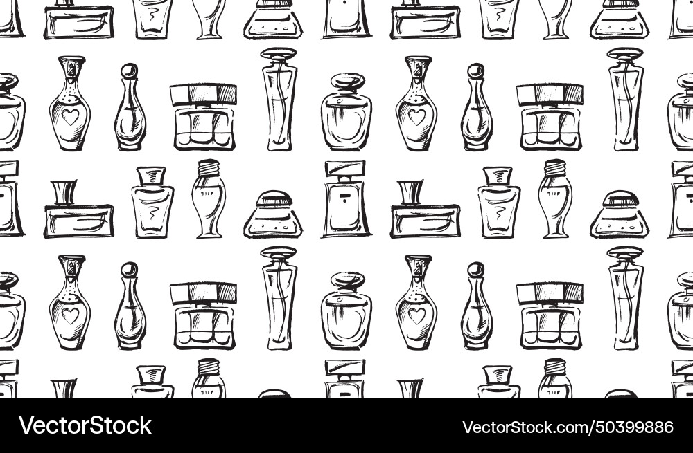 Seamless pattern of textured outline drawings Vector Image