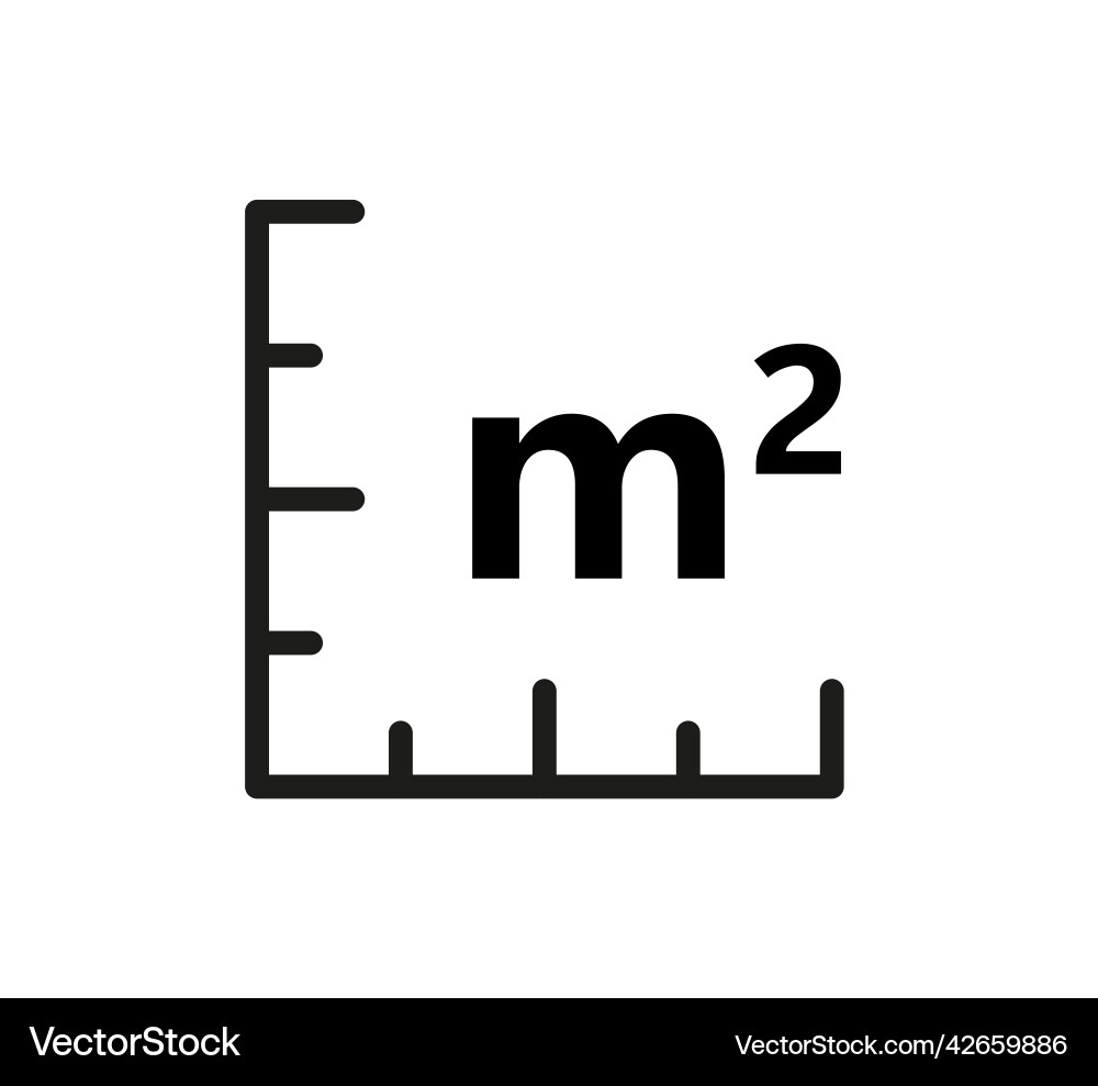Square meter icon m2 sign flat area in Royalty Free Vector